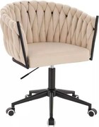 LuxuryForm DESIGN Židle NORDEN VELUR na černé podstavě s kolečky - krémová