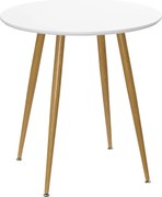 HOMCOM Kulatý jídelní stůl pro 2 osoby v nordickém stylu s matným povrchem a kovovými nohami pro obývací pokoj, nosnost 80 kg, Ø72x75 cm, bílý | Aosom