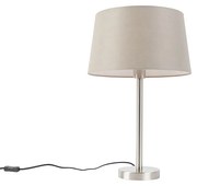 Moderní stolní lampa ocelová s tmavě béžovým stínítkem 35 cm - Simplo