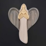AMADEA Dřevěný anděl se srdcem, barevný, masivní dřevo, 22x15x2 cm