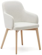 Krémové čalouněné jídelní křeslo s područkami Nelida – Kave Home