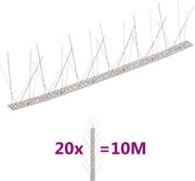 vidaXL 5řadové nerezové hroty proti ptákům a holubům sada 20 ks 10 m [149133]