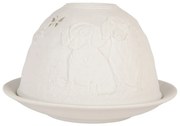 Bílý porcelánový svícen s jezevčíky Paollo - Ø 12*8 cm