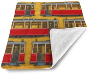 Sablio Deka pro miminko Pražské historické tramvaje Žlutý Pattern - 80x100 cm