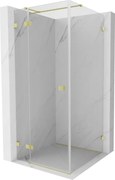 Mexen Lunar T, sklápěcí sprchový kout levý 110 x 110 cm, 8mm čiré sklo, zlatý kartáčovaný - 834T-110-110-55-00-L