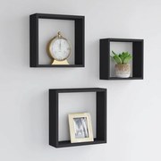 Nástěnné police kostky 3 ks černé MDF 323950