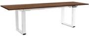 Výškově nastavitelný stůl OfficeTech Strong 240 x 80 cm, bílá podnož, dub silverjack
