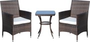 Outsunny Poly Rattan Zahradní Nábytek Set, Zahradní Lounge Balkonový Nábytek pro 2 Osoby, 3-Dílná Sedací Souprava, 2 Křesla, Stůl, Polstrování, Zahrad