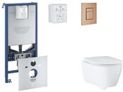 Grohe Rapid SLX - Set předstěnové instalace, klozetu, sedátka SoftClose a tlačítka Skate Cosmopolitan, kartáčovaný Warm Sunset SANI11BB4118