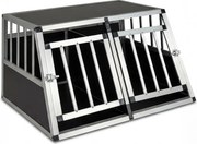 Costway Cestovní box na psa hliníkový box na přepravu psů s uzamykatelnými