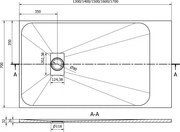Mexen Hugo, obdélníková sprchová vanička SMC 140 x 70 cm, černá, ocelová krytka, 42707014-X