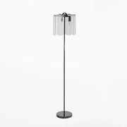 Černá stojací lampa s kouřovým sklem NIRA