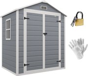Outsunny Kůlna na Nástroje 2,12 m² 183x134x210 cm Sklad nářadí s Šikmou Střechou Zámkovými Dveřmi Okny Podlahou Odolný Proti Počasí Zahradní Dům Venku