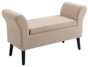 HOMCOM Lavice do obývacího pokoje Moderní čalouněná lavice s úložným prostorem, sametový polyester, kaučukové dřevo, područky, 115.5x43.5x66cm| Aosom