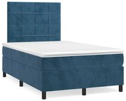 Box spring postel s matrací a LED tmavě modrá 120x190 cm samet