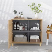 HOMCOM Koupelnová skříň, Úložná skříň s otevřenými oddíly a skříňkou, velikost koupelnové skříně 80D x 35Š x 70V cm, přírodní dřevo | Aosom