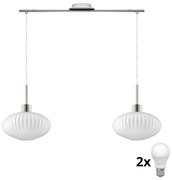 LED Lustr na lanku HARMA 2xE27/60W/230V matný chrom/bílá