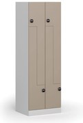 Kovová šatní skříňka S1 Z, 4 oddíly, 1850 x 600 x 500 mm, demont, RFID zámek, béžové dveře