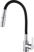 Gamma Flex 4000, stojánková dřezová baterie s flexibilním ramenem, 2-funkční výtok, černá-chrom, GMA-BFX-4000CH