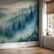 Fototapeta - Údolí s mlhou (245x170 cm)