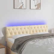 Čelo postele s LED krémové 144 x 7 x 78/88 cm textil