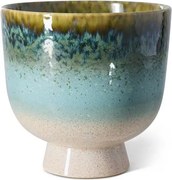 Modrý kameninový obal na květináč Retro Lagoon - Ø 20,5*20 cm