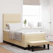 Postel s boxspringem s čelo Krémová 100 x 200 cm textil 3344126