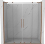 Mexen Velar L Duo, posuvné sprchové dveře do otvoru 170 cm, 8mm čiré sklo, měděná matná, 871-170-003-02-65