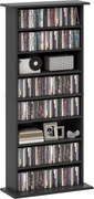 HOMCOM Knihovna s 8 policemi pro 360 CD s moderním designem, CD regál z dřevotřísky, 58x24x124,5 cm, černá | Aosom