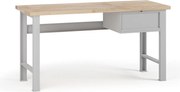 Dílenský pracovní stůl G7, buková spárovka, 1700 x 685 x 840 mm, 1x kontejner, 1 zásuvka, šedá