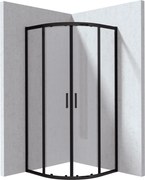 Deante Čtvrtkruhový sprchový kout Funkia  90x90 cm - KYP N099P, černá mat - bez vaničky
