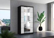 ADRK Furniture Posuvná skříň se zrcadlem KSAWER 100 SW-KSA-B+W-100+A636