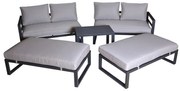 Černo-béžový kovový zahradní lounge set pro 8 Portland – Rojaplast
