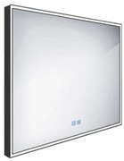 Nimco - Zrcadlo s LED osvětlením, 100x70 cm, dotykový senzor, matná černá ZPC 13004VX-90