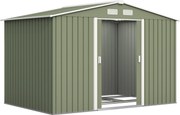 Outsunny kůlna na nářadí kovová kůlna s podezdívkou světle zelená 277 x 195 x 192 cm | Aosom