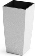 Plastkon Květináč Eliot Stone bílý 23,9 x 23,9 x 45,9 cm