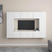 8dílný set TV skříněk bílý kompozitní dřevo 3078668