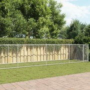 Klec pro psy s dvířky šedá 10 x 2 x 1,5 m pozinkovaná ocel 3209581