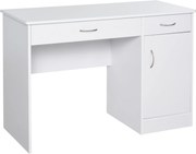 HOMCOM Moderní stůl pro PC s 2 zásuvkami a 1 skříňkou, stůl s úspornou knihovnou do kanceláře nebo ložnice v dřevě, bílý | Aosom
