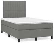 Box spring postel s matrací a LED tmavě šedá 120x190 cm textil