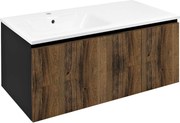 Sapho Lorea - Umyvadlová skříňka 100x46x52 cm, 1x dvířka, 1x zásuvka, levá, dub collingwood/matná černá LE070-1935-L-03