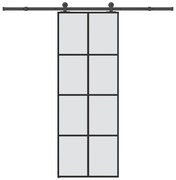 Posuvné dveře s kováním 76x205 cm ESG sklo a hliník 3332888