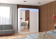 ADRK Furniture Posuvná skříň se zrcadlem a LED osvětlením TOM 180 SW-TOM-W-180+L-V276