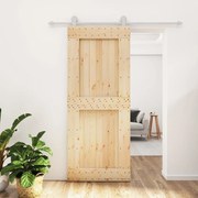 Posuvné Dveře S Kováním 85 X 210 Cm Masivní Borové Dřevo