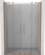 Mexen Velar L Duo, posuvné sprchové dveře do otvoru 140 cm, 8mm čiré sklo, měděná matná, 871-140-003-02-65