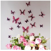 Sada 18 růžových adhezivních 3D samolepek Ambiance Butterflies