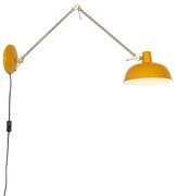 Retro nástěnná lampa ocelová žlutá s bronzem - Milou