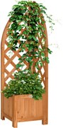 Outsunny Květinová Bedna s Trellis, Květináč, Obal na Rostliny, Květinová Bedna pro Zahradu, Terasu, Balkon, Přírodní Dřevo, Hnědá, 32 x 32 x 108 cm |