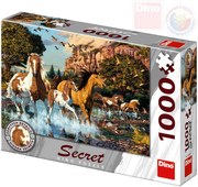 DINO Puzzle 1000 dílků Koně skrytá tajemství 66x47cm skládačka v krabici dn532649