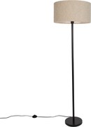 Moderní stojací lampa černá s béžovým buklé stínidlem 50 cm - Simplo